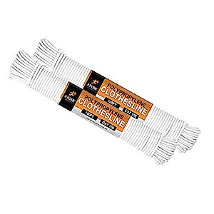 Plastic Clothesline - 100' Plastic Clothes Line - White Outdoor Weather Resistant - Synthetic Cord for Hanging and Drying Clothing & Laundry - Plastic Rope Clothes Line String for Pulley