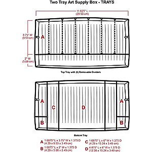 ArtBin 6892AG 2-Tray Art Supply Box, Portable Art & Craft Organizer with Lift-Up Trays, [1] Plastic Storage Case, Gray/Black