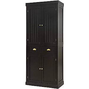 Nightcore, 1 Kitchen, 6ft Cupboard w/ 4 Adjustable Shelves, 2 Wood Pantries, Drawer, Utility Storage Cabinet for Hallway, Living Room, Bathroom, Espresso