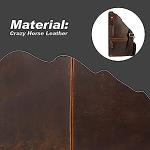 Men's Leather Sling bag Chest bag Crossbody Bag shoulder bag Genuine leather Crazy horse skin Backpack for men, Brown (BNX01021)