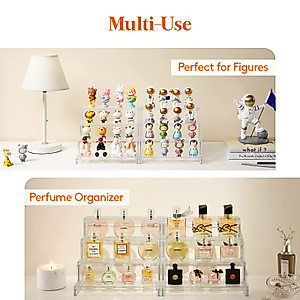 Lifewit 4 Tier Clear Display Risers Stand, 2 Pack Plastic Risers for Display, Plastic Organizers for Figures, Cupcake, Perfume, Dessert, Desktop Display Stand for Organize and Decoration