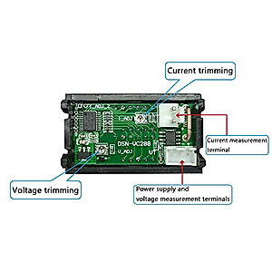 Digital Voltmeter and Ammeter 100V 10A, Volt Meter Led Display 3 bits Red and Blue, Voltage and Current Monitor of The Electronic Circuit, Measure Instrument