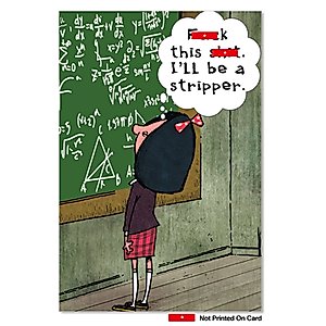 NobleWorks - 1 Hilarious All Occasions Blank Greeting Card with 5 x 7 Inch Envelope - Funny Just Because Cartoon Graduation for Adult Humor (1 Card) - Ill be a Stripper 4352K