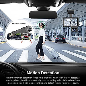 Mirror Dash Cam with Full Screen,Waterproof Backup Camera Rear View Mirror Camera,Front and Rear View Mirror Camera,Night Vision,Anti Glare,SD Card