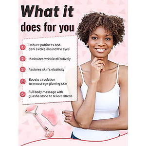 Deciniee Jade Roller and Gua Sha Set - Anti Aging Rose Quartz Face Massager for Eye, Neck - Natural Beauty Skin Care Tools Body Muscle Relaxing Relieve Wrinkles