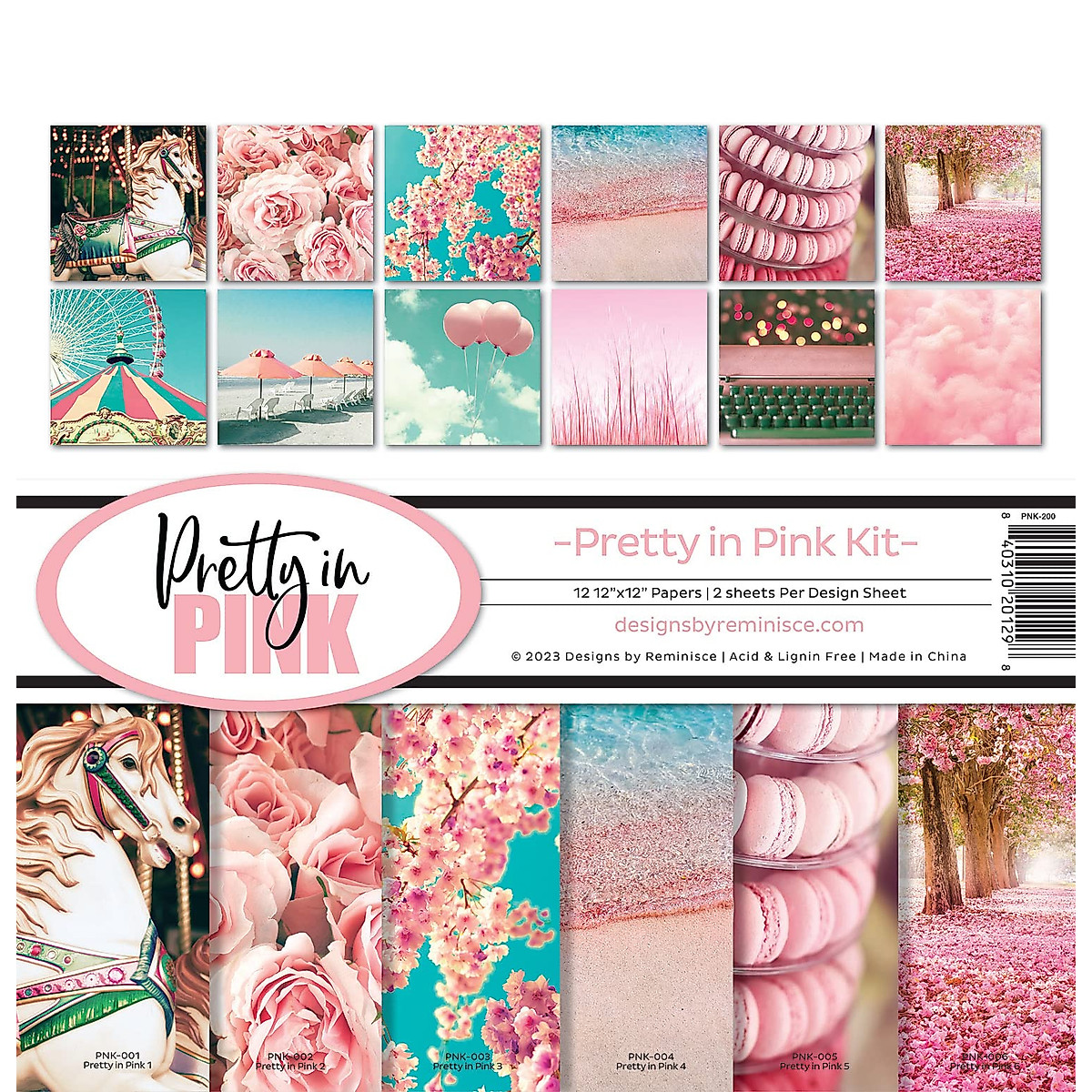 Reminisce Pretty in Pink Scrapbook Collection Kit,White