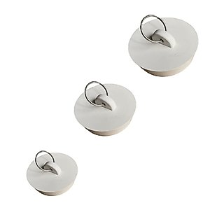 Rubber Sink Plug, Stopper Fit 1-1/8"to 1-5/8" Drain with Hanging Ring for Bathtub Kitchen and Bathroom (3pcs，White)