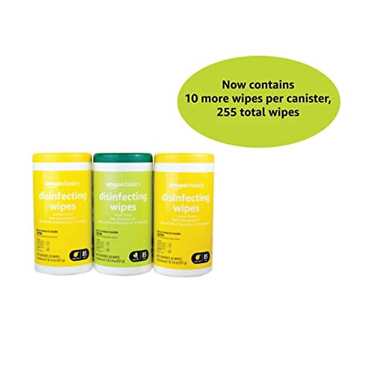 Amazon Basics Disinfecting Wipes, Lemon Scent & Fresh Scent, Sanitizes/Cleans/Disinfects/Deodorizes, 85 Count: Pack of 3 (Previously Solimo)