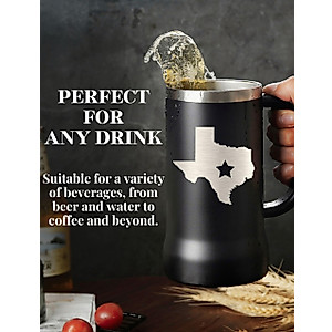 Onebttl Texas Gifts for Men Women, Texas Themed Souvenirs Travel Homesick Gift, Stainless Steel Beer Stein Tumbler, 24oz Beer Mug with Lid