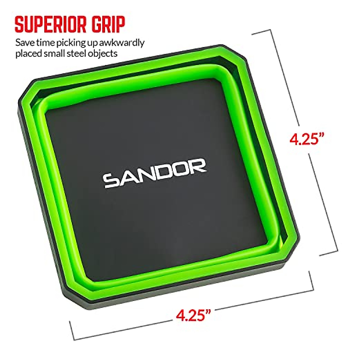 Collapsible Magnetic Parts Tray Set - (Pack of 3) Tool Trays for Screw, Bolts, Nuts, Washers, Pins and Other Small Metal Parts - 4.25 Inch Square - Red, Blue, and Green