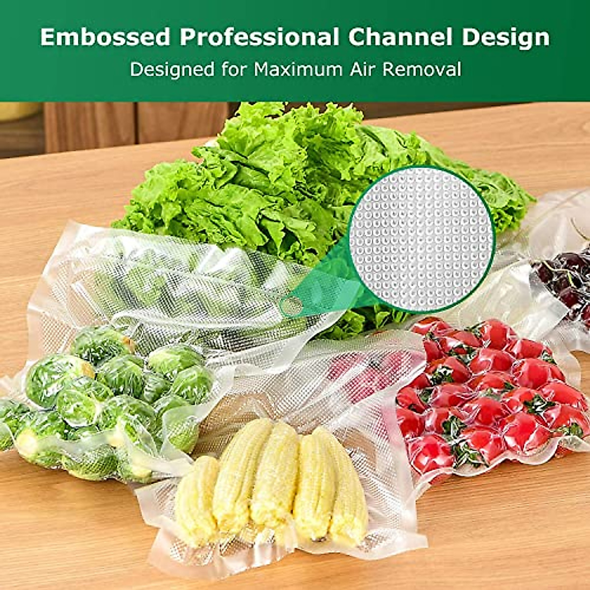 Vacuum Sealer Bags 6" x 8" 100 Pcs Vacuum Seal Bags for Food Heavy Duty Puncture Prevention, Boilsafe to 280°F Freezable, BPA Free, Reuseable, Commercial Grade Fit Sous Vide Vacuum Sealer PreCut Bags