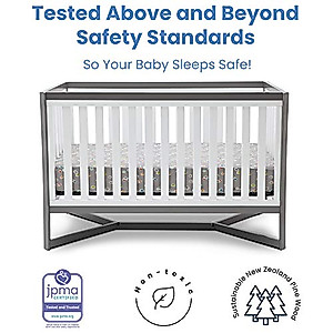 Delta Children Tribeca 4-in-1 Baby Convertible Crib + Serta Perfect Slumber Dual Sided Recycled Fiber Core Crib & Toddler Mattress - Waterproof - Hypoallergenic - GREENGUARD Gold Certified, Grey/White