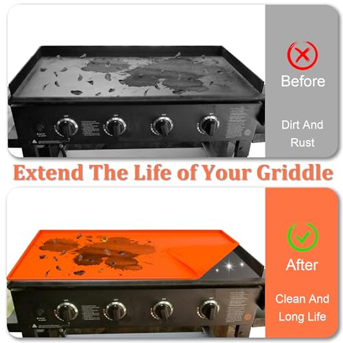 Silicone Blackstone Griddle Cover, 28 Inch Blackstone Griddle Cover Mat, Reusable Heavy Duty Food Grade Blackstone Accessories, Protect Grill From Rust,Insects, Leaves