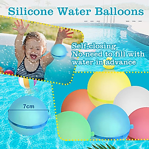 6Pcs Reusable Silicone Water Balloons For Kids,Magnetic Water Balloons Quick Fill for Outdoor Water Games and Swimming Pool Party with Mesh Bag