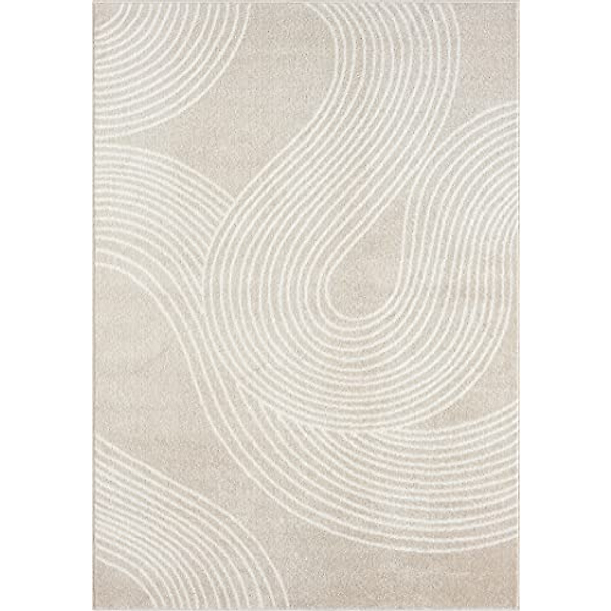 Abani Nuevo Collection Area Rug - Transitional Beige/Cream Design -5'3" x 7'6" - Easy to Clean - Durable for Kids & Pets - Non-Shedding - Medium Pile - Soft Feel - for Living Room, Bedroom