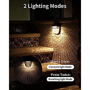 Whousewe Solar Fence Lights, Solar Garden Fence Lights, Decorative Garden Lights with 2 Mode, Waterproof Solar Wall Lights, Wireless Solar Lights Outdoor for Garden,Fence,Patio,Gate,Yard（1 Pack）