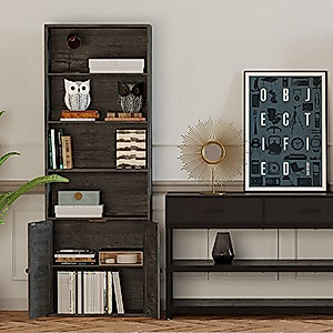 IRONCK Industrial Bookshelves and Bookcases with Doors Floor Standing 6 Shelf Display Storage Shelves 70 in Tall Bookcase Home Decor Furniture for Home Office, Living Room