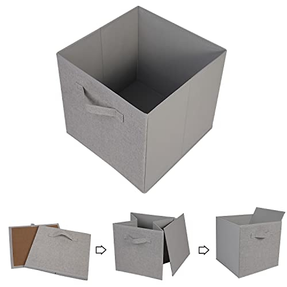 BOMKEE Collapsible Storage Bins, Closet Organizers and Storage Cubes Clothings and Toys Storage Baskets with Handles (Set of 4, 12*12*12inch)