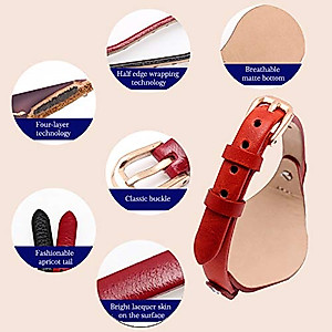 KAMIU Women's 8mm Watch Band Genuine Calf Leather Replacement Straps Watch Strap for Fossil ES3148 ES4119 ES4176 ES3262 ES3077 (Coffee - Golden Buckle)