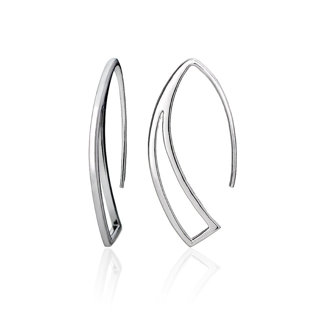 Hoops & Loops Sterling Silver Geometric Polished Hook Earrings