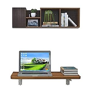 MTYLX Table,Desk,Multi-Function Wall-Mounted Computer Desk Folding Writing Desk with Large Lockers, Small Apartment Bedroom Wall-Mounted Table,Walnut,100398270Mm