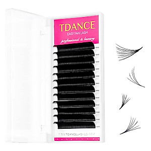 TDANCE Eyelash Extension Supplies Rapid Blooming Volume Eyelash Extensions Thickness 0.05 CC Curl 10mm Easy Fan Volume Lashes Self Fanning Individual Eyelashes Extension (CC-0.05,10mm)