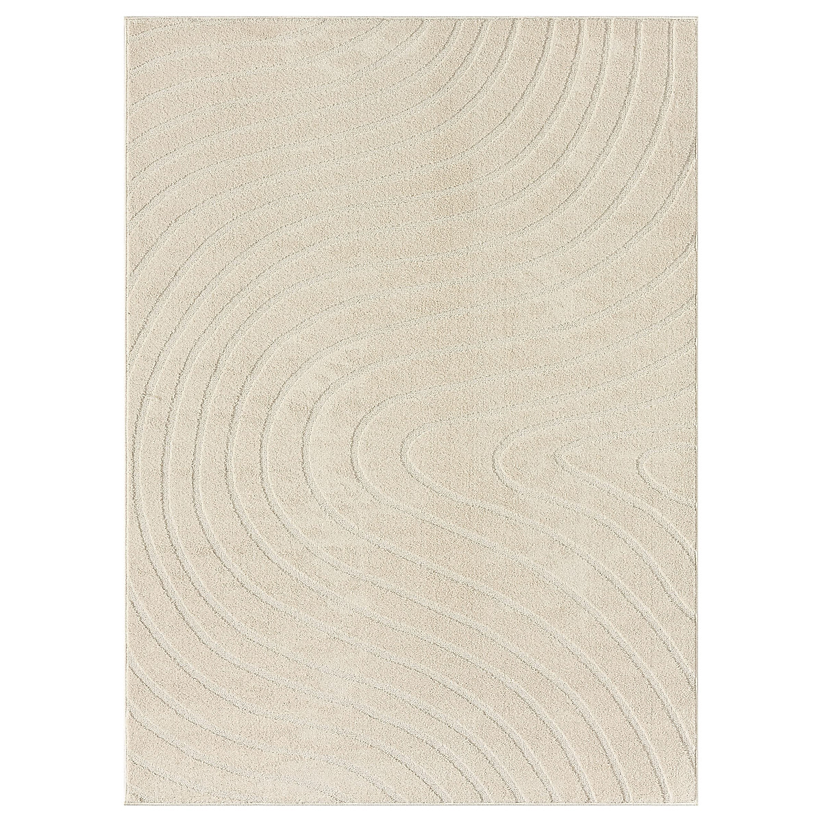 LUXE WEAVERS Modern Geometric Wave Cream 4x6 Area Rug