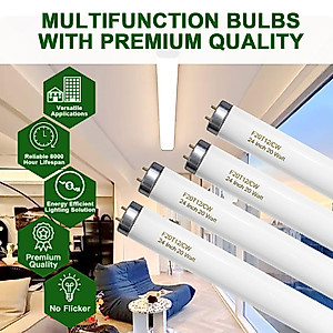 F20T12/CW 20 Watt Light Bulb Cool White, 24 Inch T12 Fluorescent Tube 20W Compatible with Philips Sylvania GE Light Fixture G13 Cap 4 Count
