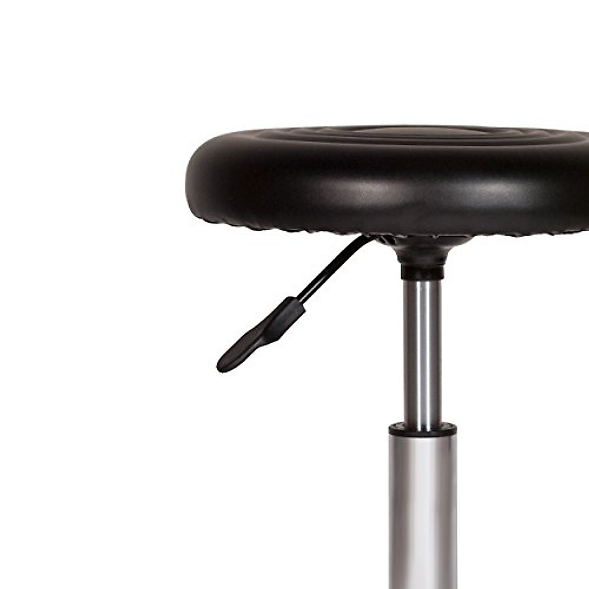 Topline 360-Degree Rolling Swivel Adjustable Stool Chair with Foot Rest - Black