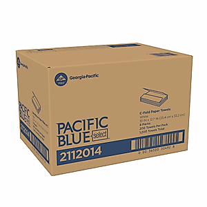 Georgia-Pacific Professional Series Premium 1-Ply C-Fold Paper Towels by GP PRO (Georgia-Pacific); White; 2112014; 200 Towels Per Pack; 6 Packs Per Case