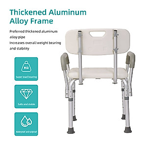 Tool-Free Assembly Spa Bathtub Shower Lift Chair, Adjustable Shower Bench, White Bathtub Lift Chair with Arms