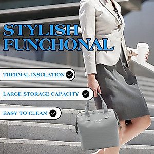 Mziart Insulated Lunch Bag Simple Bento Cooler Bag Lunch Tote Bag for Lunch Box for Women Men Adult Picnic Working Hiking Beach (Grey)