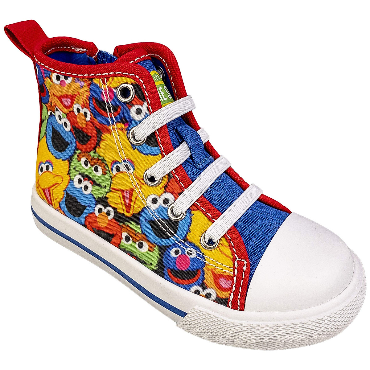 Sesame Street Elmo Shoes, Hi Top Sneaker with Laces, for Toddlers and Kids, Size 6 to 12 (Multi AOP, Numeric_8)