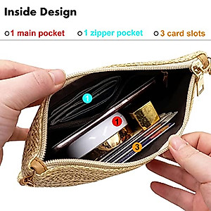 Beurlike Straw Clutch Purses for Women Beach Wristlet Wallet Small Cross body bag for Girls(Brown)