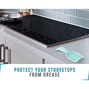 Decorative Owl Spoon Rest for Kitchen Countertop – Modern Farmhouse Spoon Holder for Stove in Lovely Aqua Blue, made with Chip-free Ceramic – Dishwasher Safe Utensil Rest