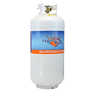 Flame King YSN401b 40 Pound Steel Propane Tank Cylinder with OPD Valve, White