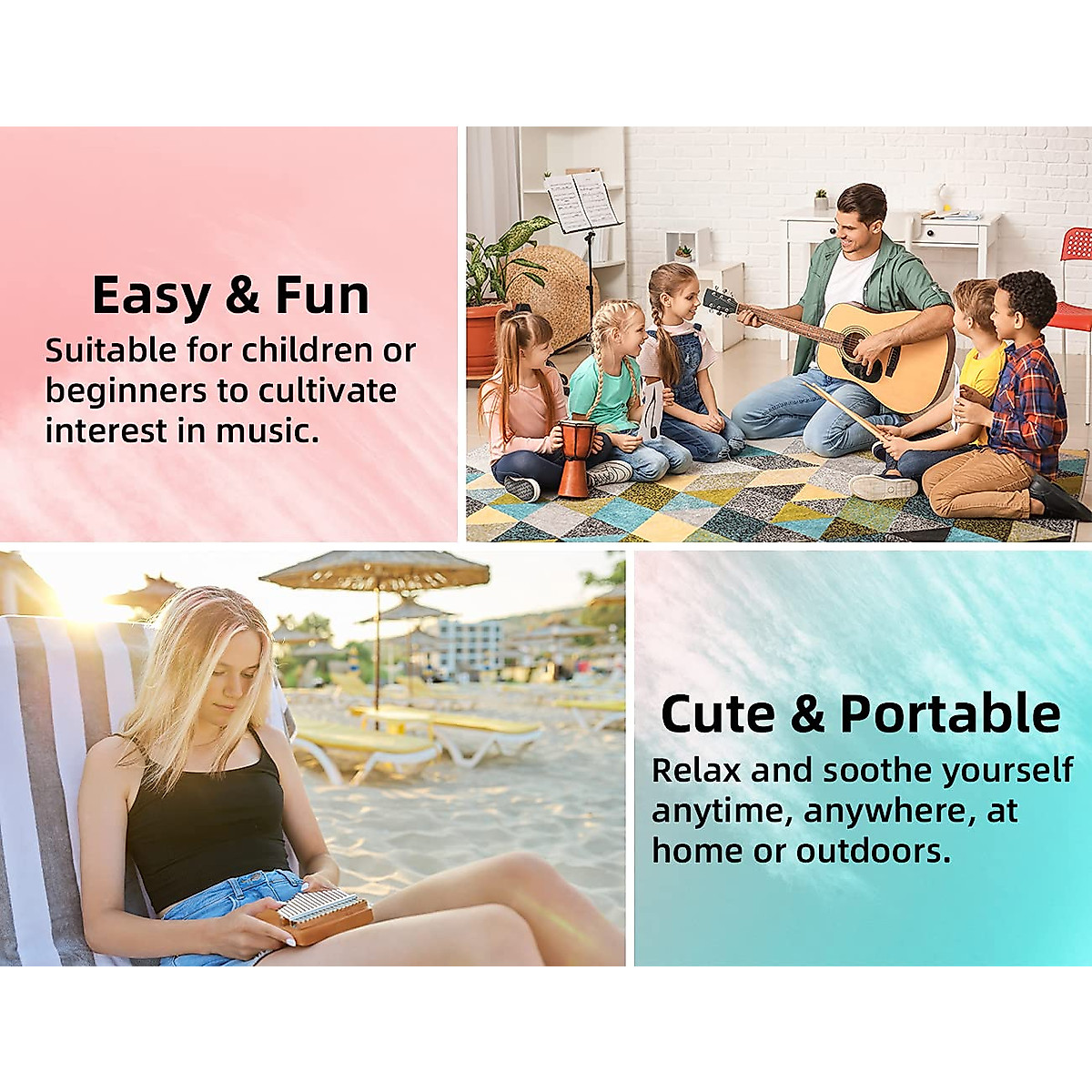 HONHAND Kalimba 17 Keys Thumb Piano, Easy to Learn Portable Musical Instrument Gifts for Kids Adult Beginners with Tuning Hammer and Study Instruction. Known as Mbira, Wood Finger Piano