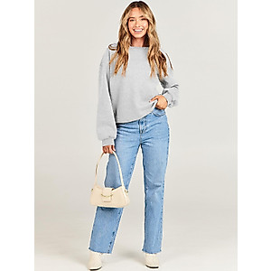 ANRABESS Women's Sweatshirts Hoodies Crewneck Oversized Fleece Pullover Sweaters Cute Top Y2K Teen Girls Preppy Clothes 2024 Gray Large