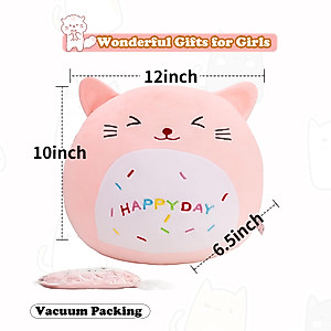 Ezrealhoon Cat Plush Toy Cat Pillow, Stuffed Animal Toys Gifts for Girls Boys Kids Birthday Valentines Day Christmas, Soft Kawaii Kitty Plush Doll Cat Plushie (Cat-B,11inch)