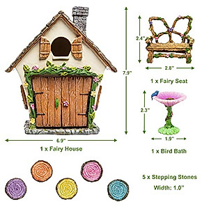 Meadow & Oak Fairy House Kit, Outdoor Fairy Garden Kit for Kids & Adults, Fairy Garden House with Doors That Open & Fairy Garden Accessories, Magical Fairy Garden Set Includes Adorable Accessories