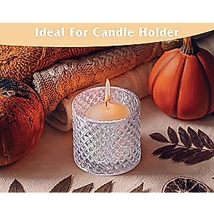 LUXETA Multi-Use Luxury Glass Apothecary Jars Embossed Candle Making Containers with Lids Home Décor Organizer for Vanity Kitchen Living Bathrooms Candy jar Decorative Votive Holders.4 Pcs -10 oz.