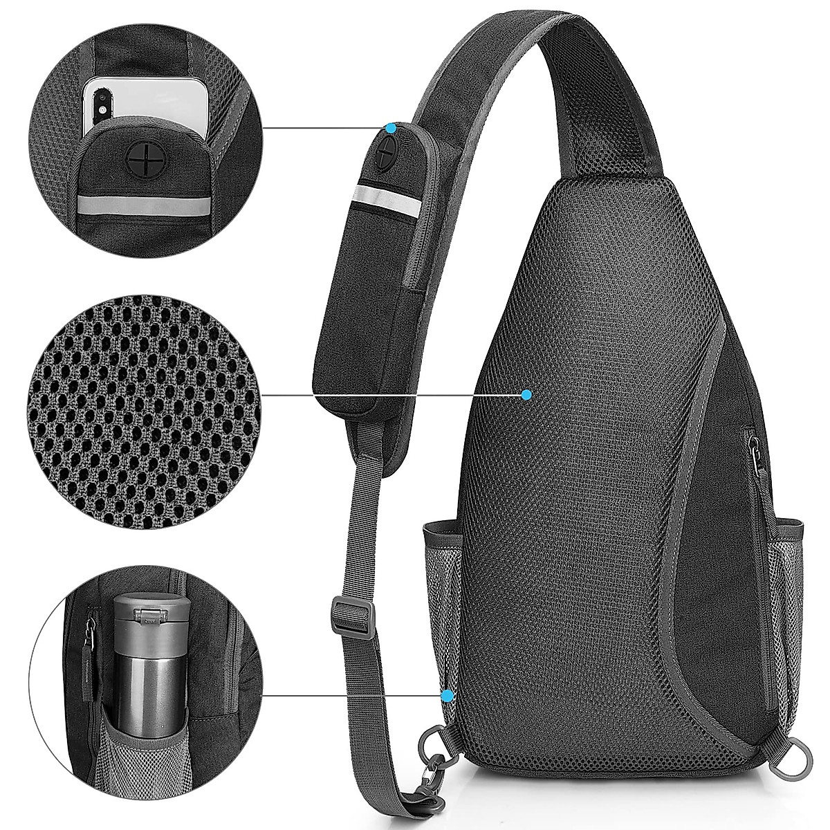 G4Free Sling Bag RFID Blocking Sling Backpack Crossbody Chest Bag Daypack for Hiking Travel(Black)