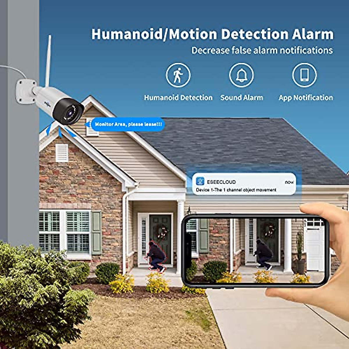 Hiseeu 2K Security Camera Wireless Outdoor, 2-Way Audio, 3MP Surveillance Cameras, IP66 Waterproof, 2.4Ghz Only, Motion Detection, IR Night, SD Storage, Compatible WiFi System, Work with Alexa