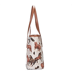 Signare Tapestry Shoulder Bag for Woman Travel or Work Tote Bags for Women In Running Animal Horse Design|COLL-RHOR