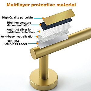 Hand Towel Holder for Bathroom, Brushed Gold Hand Towel Bar, SUS304 Stainless Steel Hand Towel Hanger, Wall Mounted Small Hand Towel Ring, 9 Inch Round Heavy Duty Towel Rack for Bathroom, Kitche