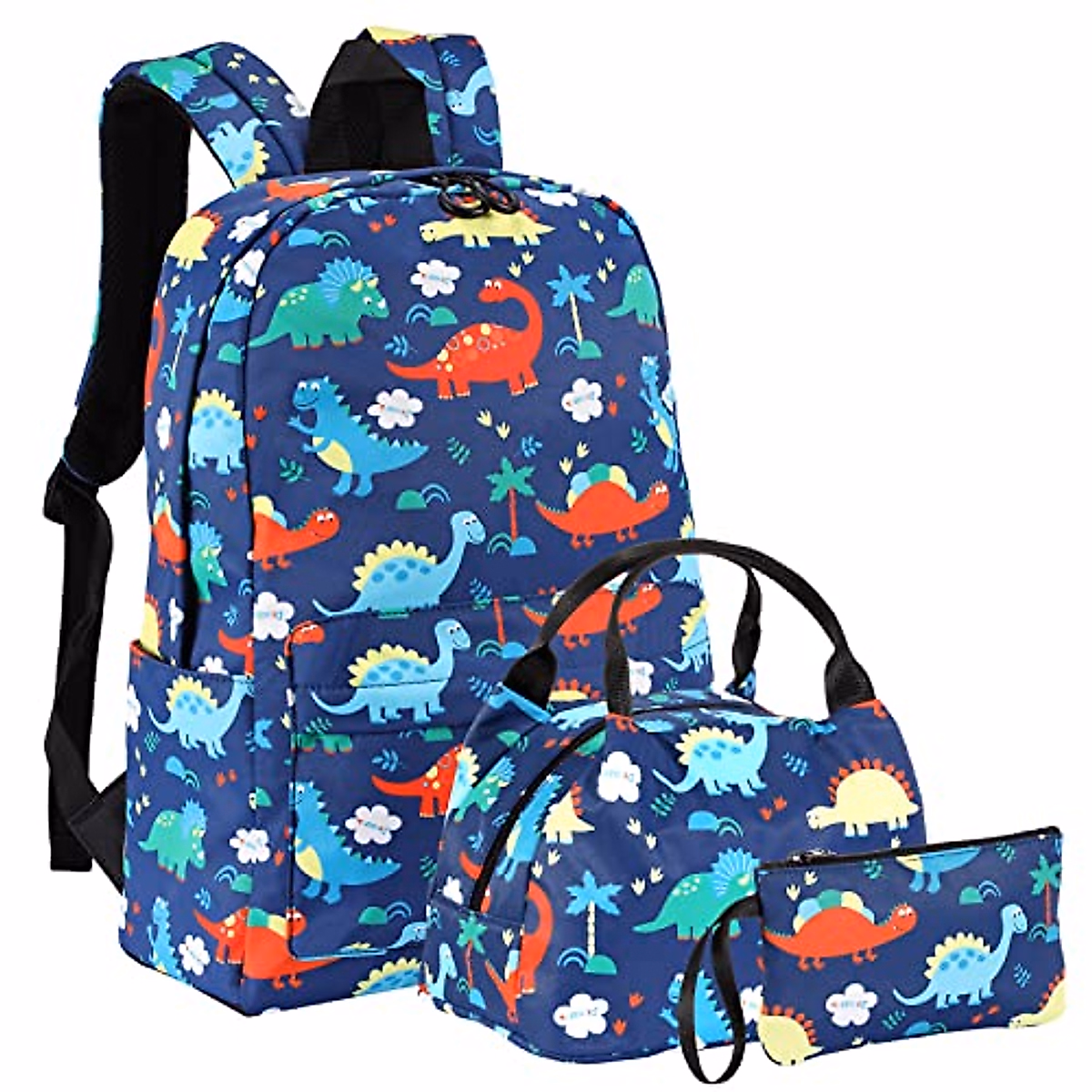 Ancrina Backpack for Kids Dinosaur Bookbag Set School Bag with Lunch Box and Pencil Case Lightweight Kindergarten Elementary
