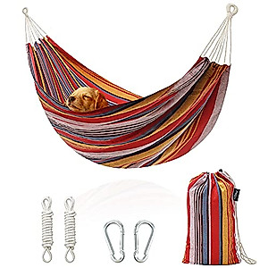 ROOITY Patio Hammock Double Hammocks with Portable Carrying Bag,Soft Woven Fabric, Up to 450 Lbs Hanging for Trees,Garden,Backyard,Porch,Outdoor and Indoor XXX-Large Stripe