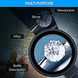 MagniPros Extra Large 10X Magnifying Glass with Detachable Lenses- 3 Light Modes Reading Magnifier with Self-Standing Handle for Hobbyists, AMD, Reading Fine Print, Seniors, Inspection, Coin, Jewelry