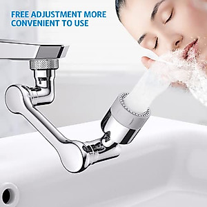 AMIR Universal Rotating Faucet Extender, 1080° Large-Angle Rotating Multifunctional Extension Faucet, Robotic Arm Water Nozzle Faucet Adaptor, Splash Filter Faucet for Bathroom Sink