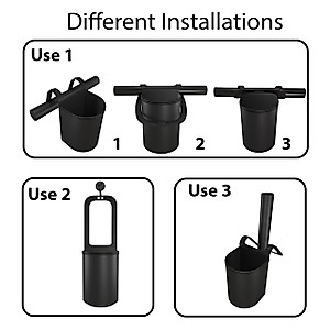 Rebraf Products Silicone Stroller Cup Holder- Stroller Organizer- Phone Holder- Portable Universal Attachment for Stroller, Walker, Bike, Wheelchair, Scooter, Lawn Chair, Beach Chair (Black)